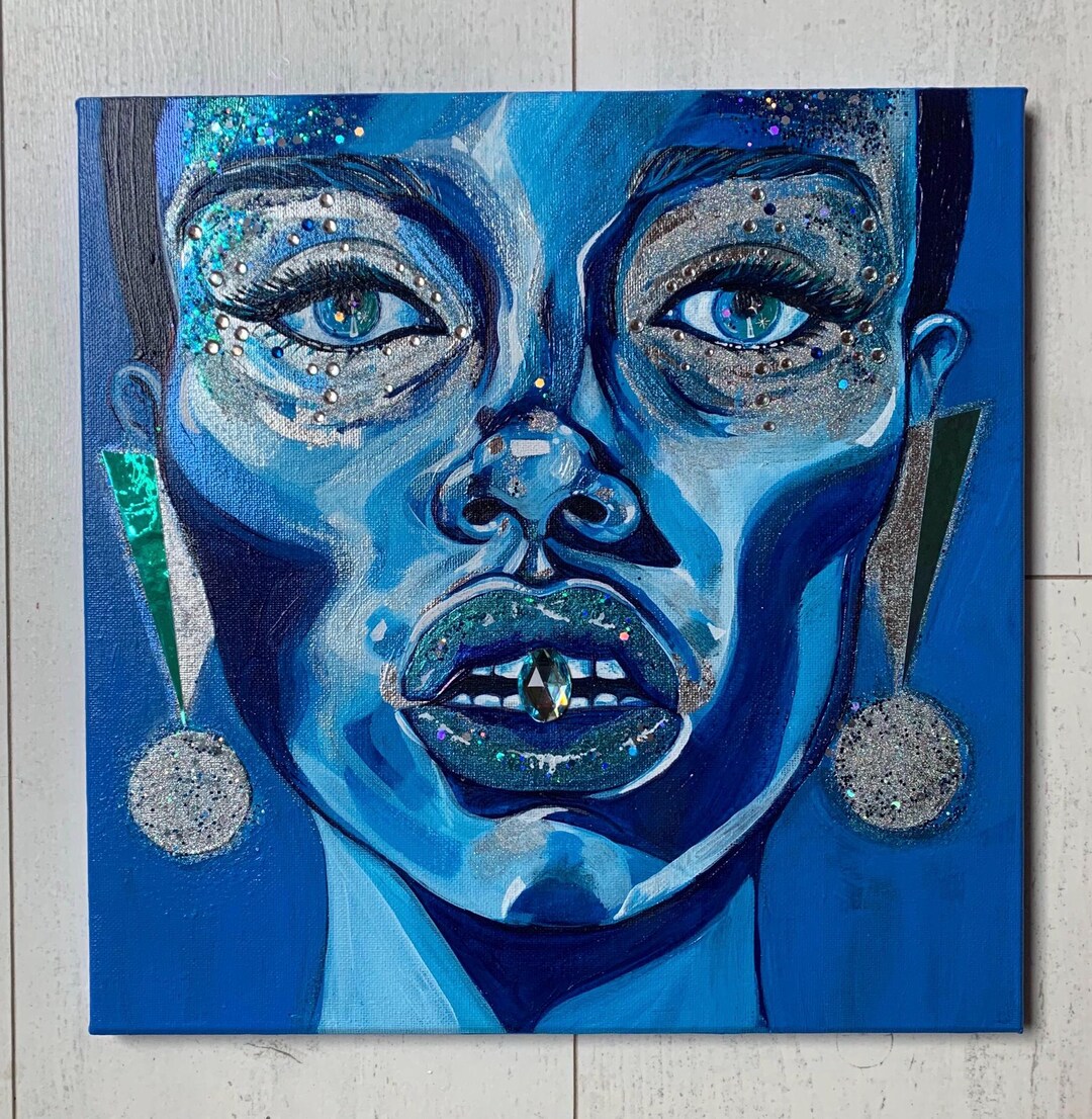 Blue Woman Painting - Etsy