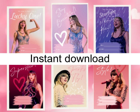 Taylor Swift Classroom Valentines Day Cards, Printable, Instant ...