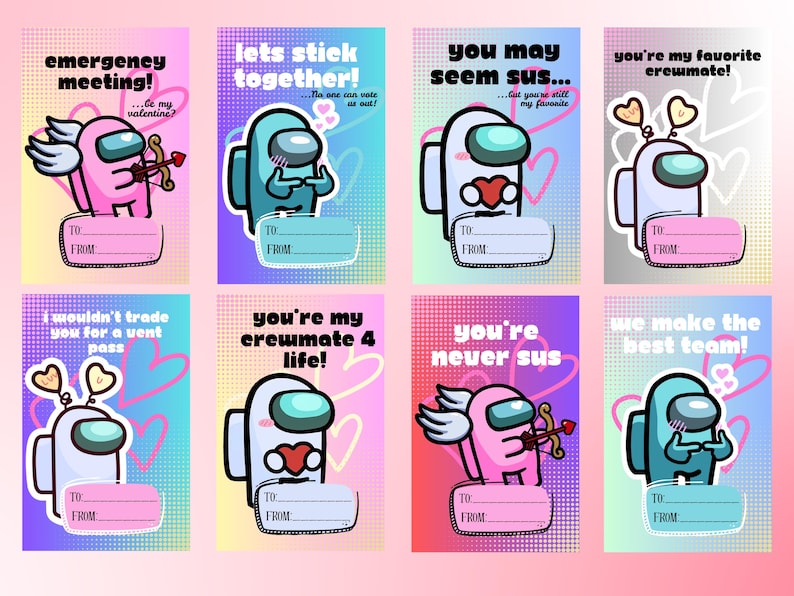 Classroom Printable Among Us Valentines Card Bundle for Classroom ...