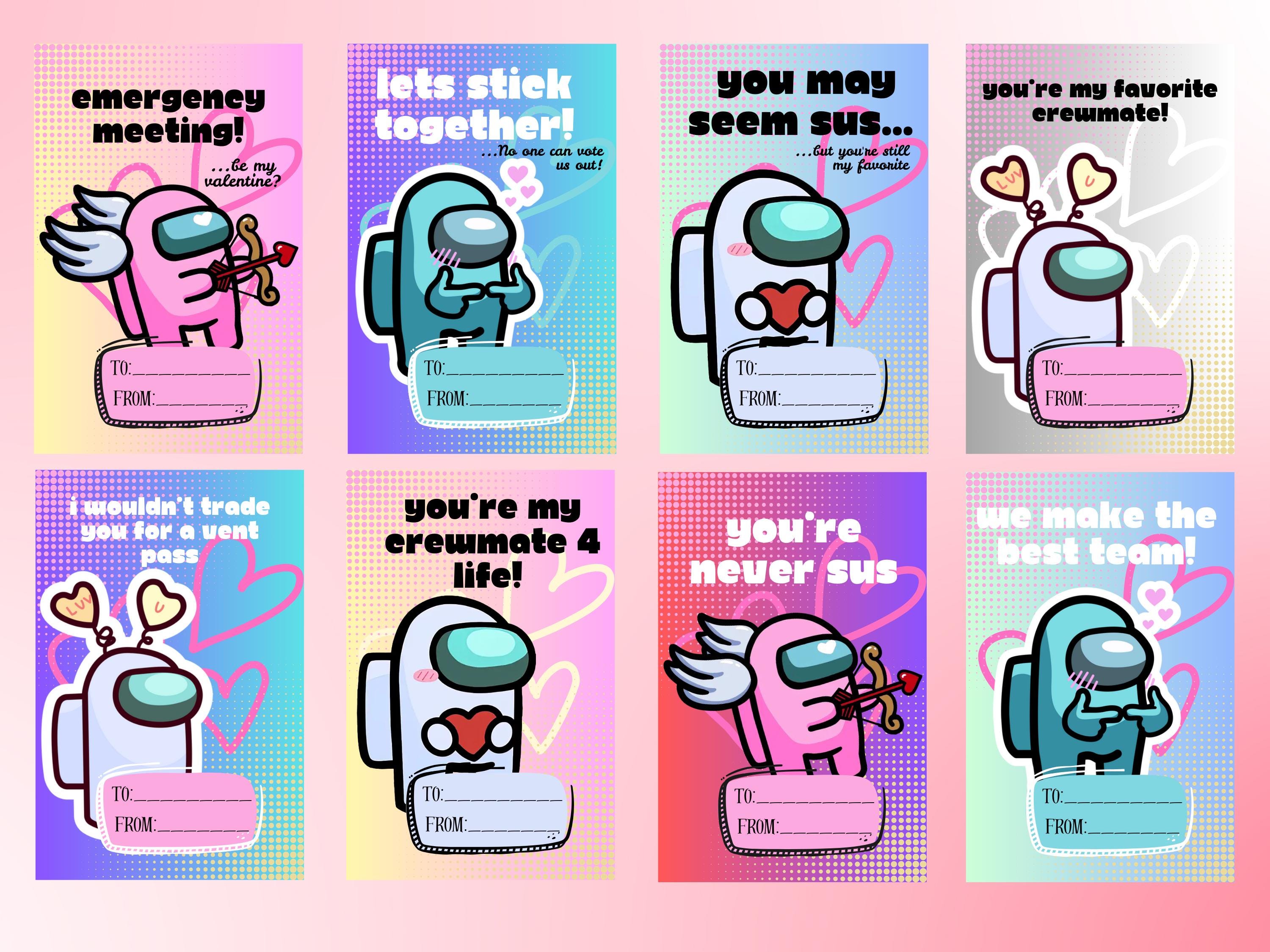Classroom Printable Among Us Valentines Card Bundle for Classroom ...