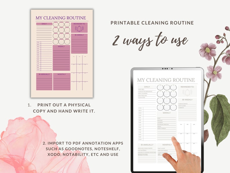 Cleaning Routine Printable, Home Cleaning Chart, House Chore Checklist ...