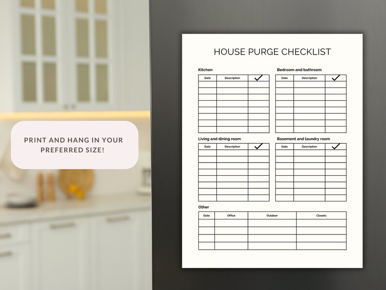 House Purge Checklist, House Declutter Checklist, Declutter Organizer ...