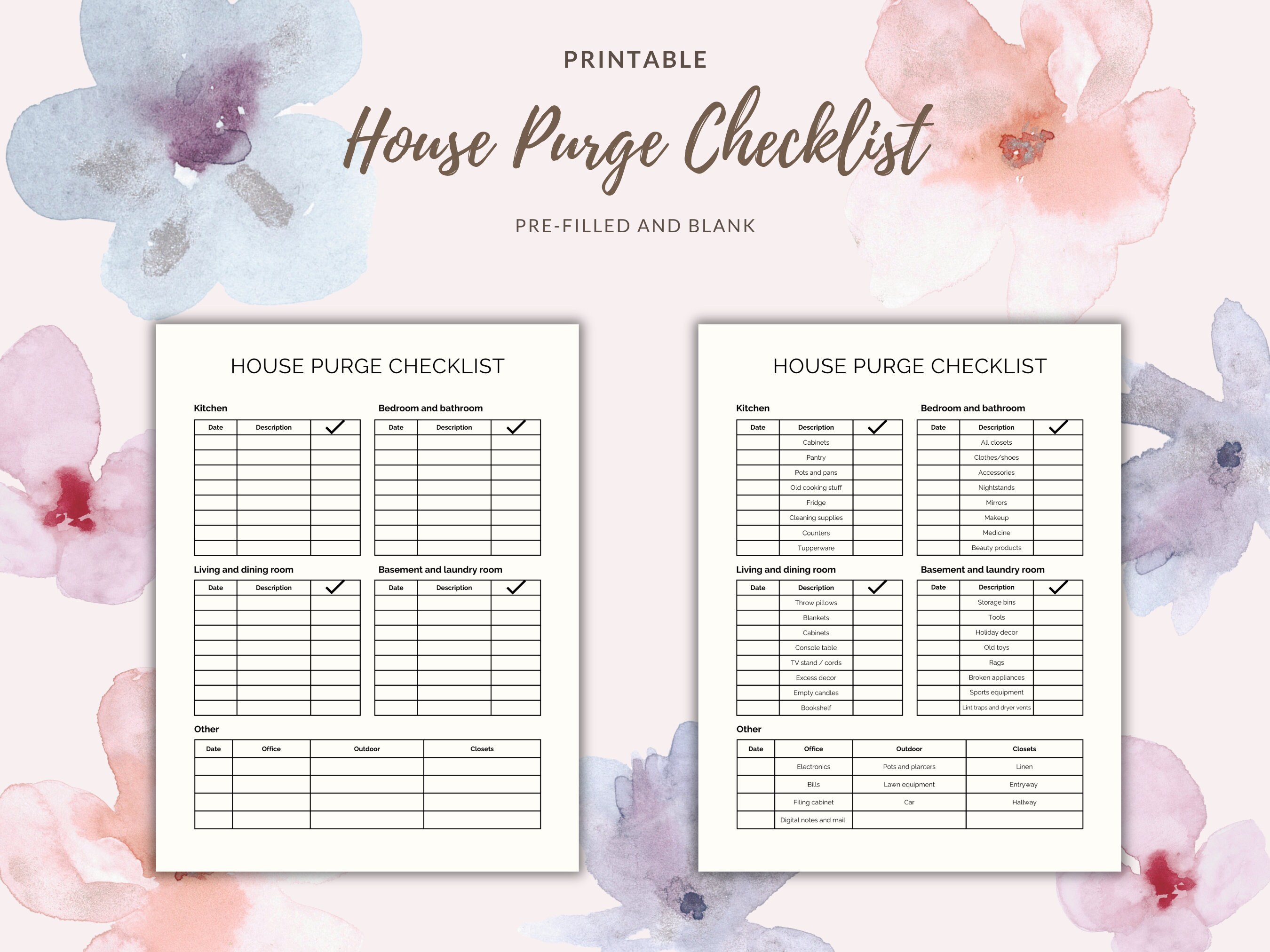 House Purge Checklist, House Declutter Checklist, Declutter Organizer ...