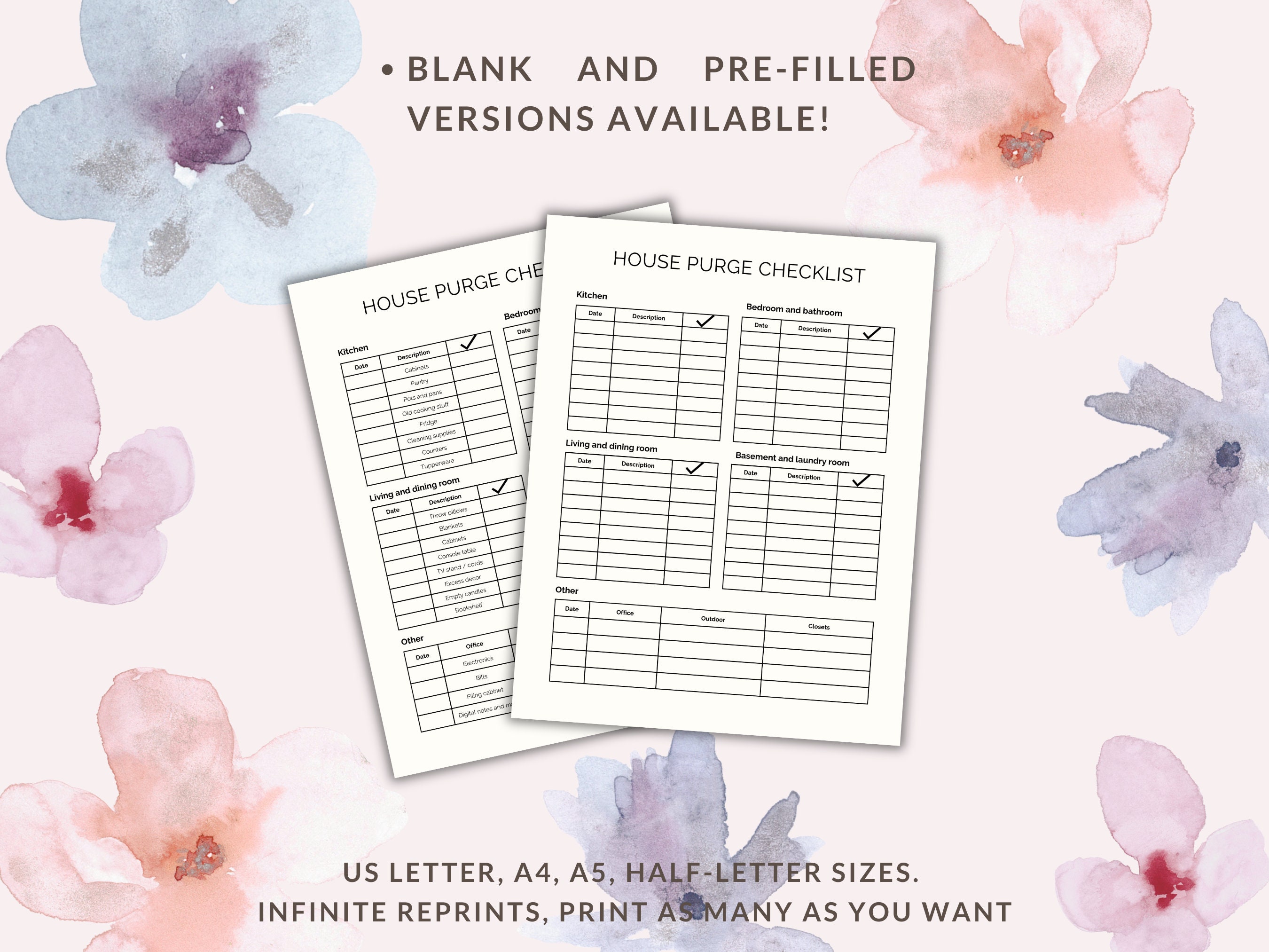 House Purge Checklist, House Declutter Checklist, Declutter Organizer ...