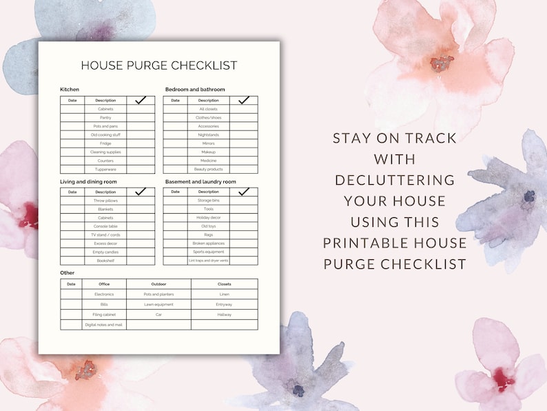 House Purge Checklist, House Declutter Checklist, Declutter Organizer ...