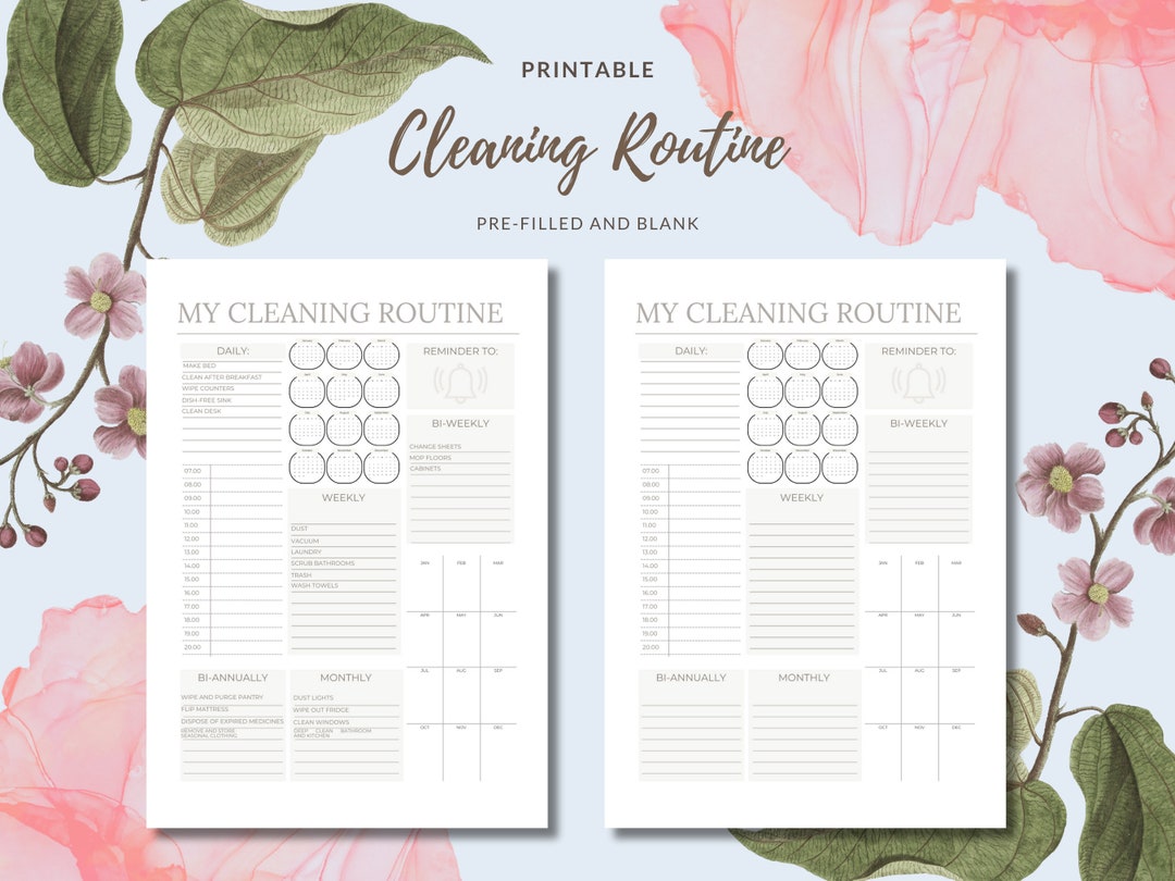 Cleaning Routine Printable, Home Cleaning Chart, House Chore Checklist ...