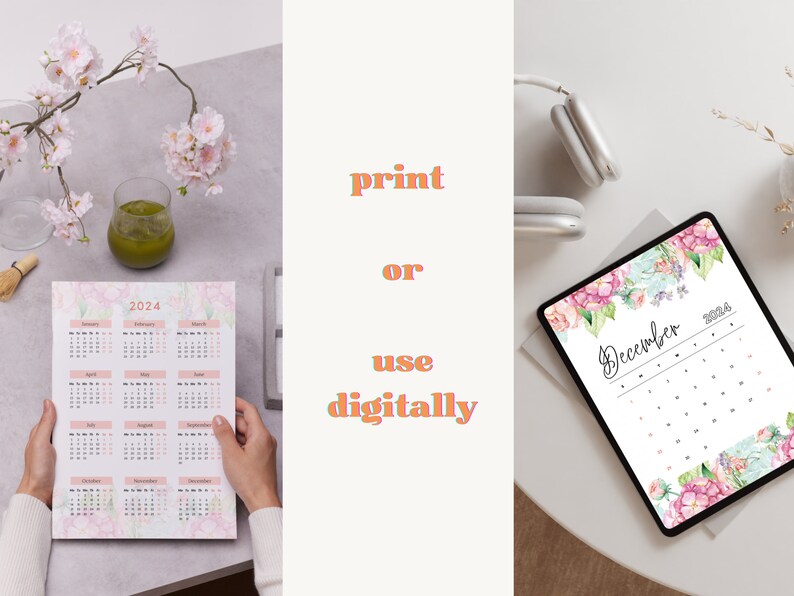 2024 Digital Calendar, Printable PDF, Calendar 2024, Monthly Calendar ...