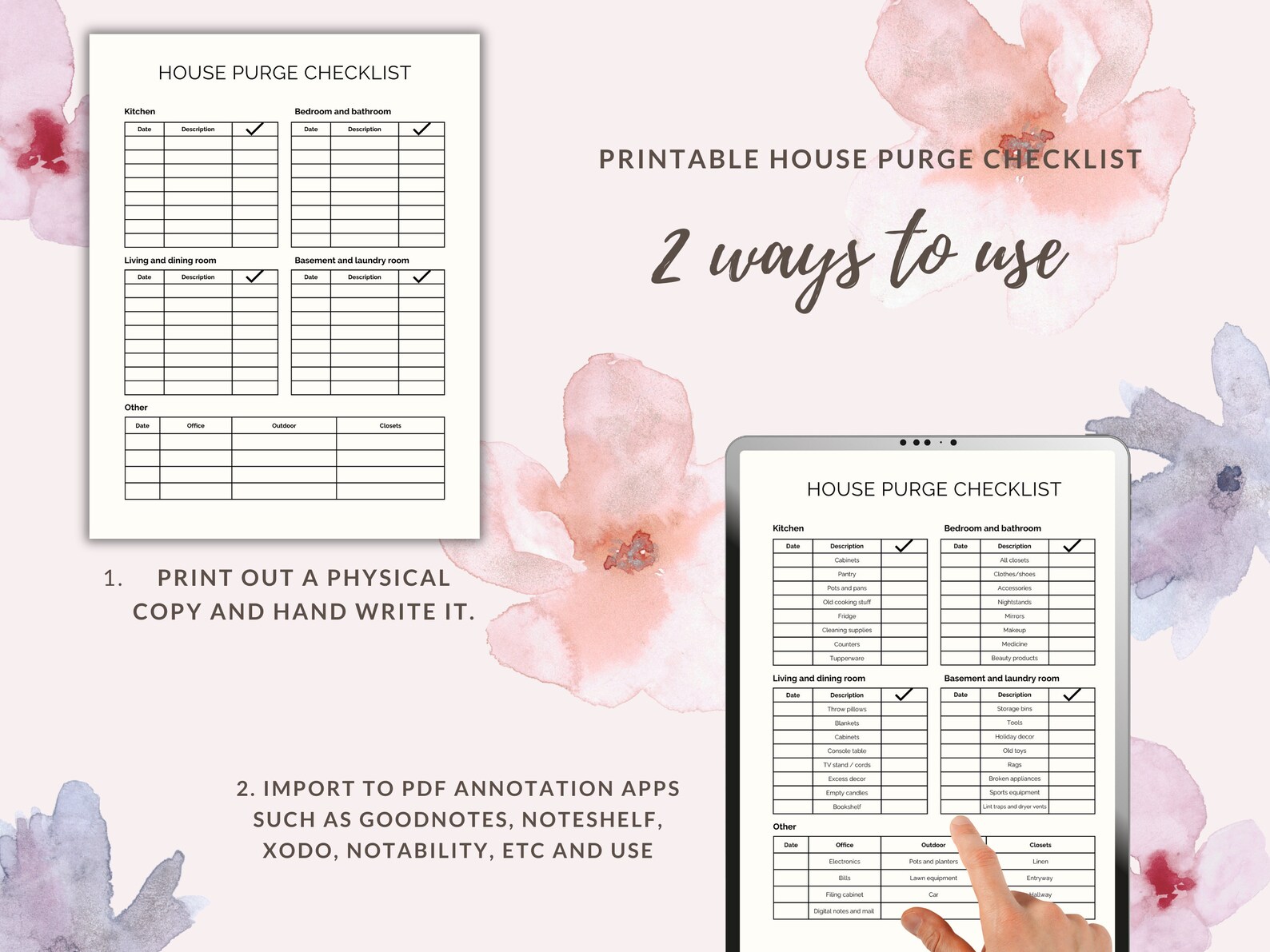 House Purge Checklist, House Declutter Checklist, Declutter Organizer ...