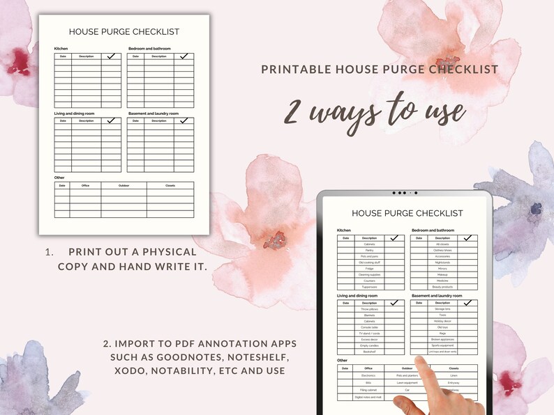 House Purge Checklist, House Declutter Checklist, Declutter Organizer ...