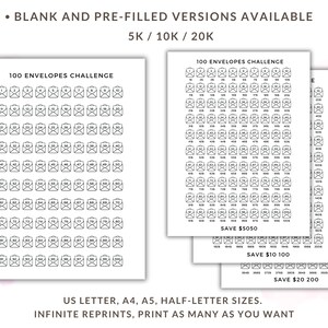 Printable 100 Envelope Challenge Bundle, Savings Challenge, Savings ...