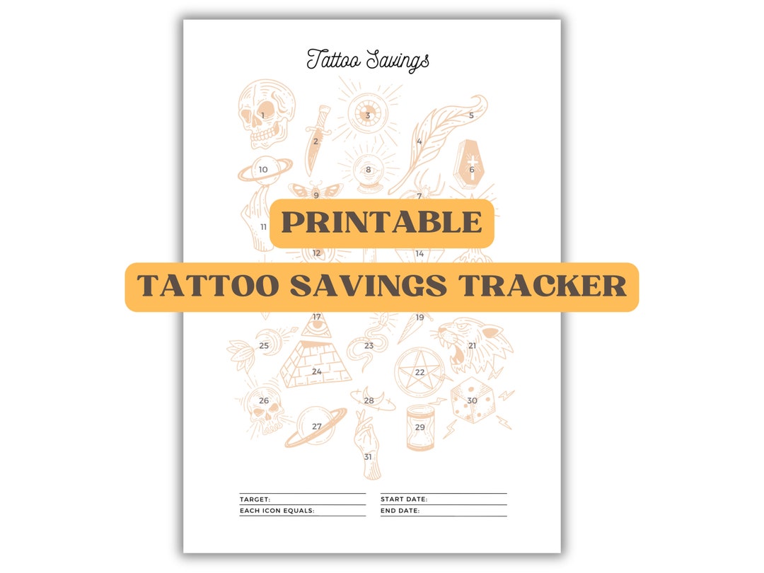Tattoo Savings, Printable Tracker, A4, A5, US Letter Size, Money ...