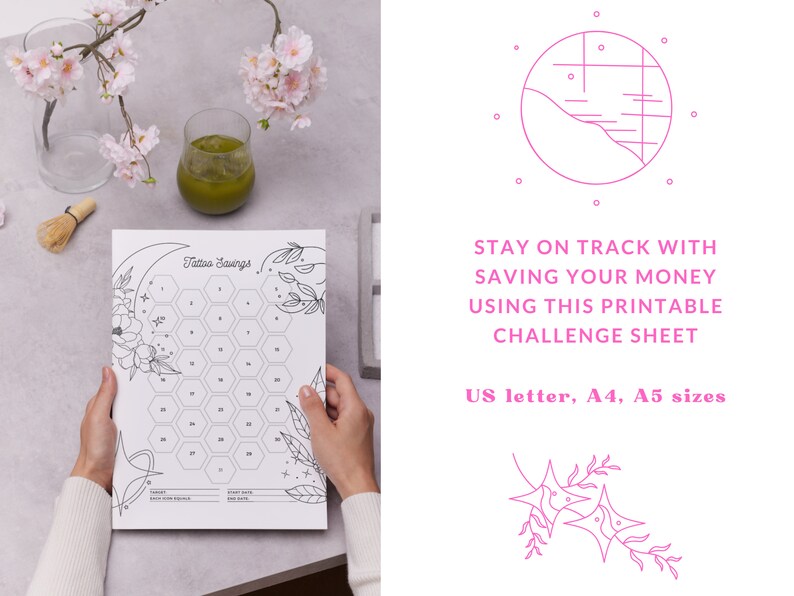 Tattoo Savings Tracker, Printable PDF, A4, A5, US Letter Size, Money ...