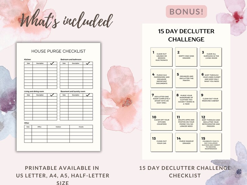 House Purge Checklist, House Declutter Checklist, Declutter Organizer ...