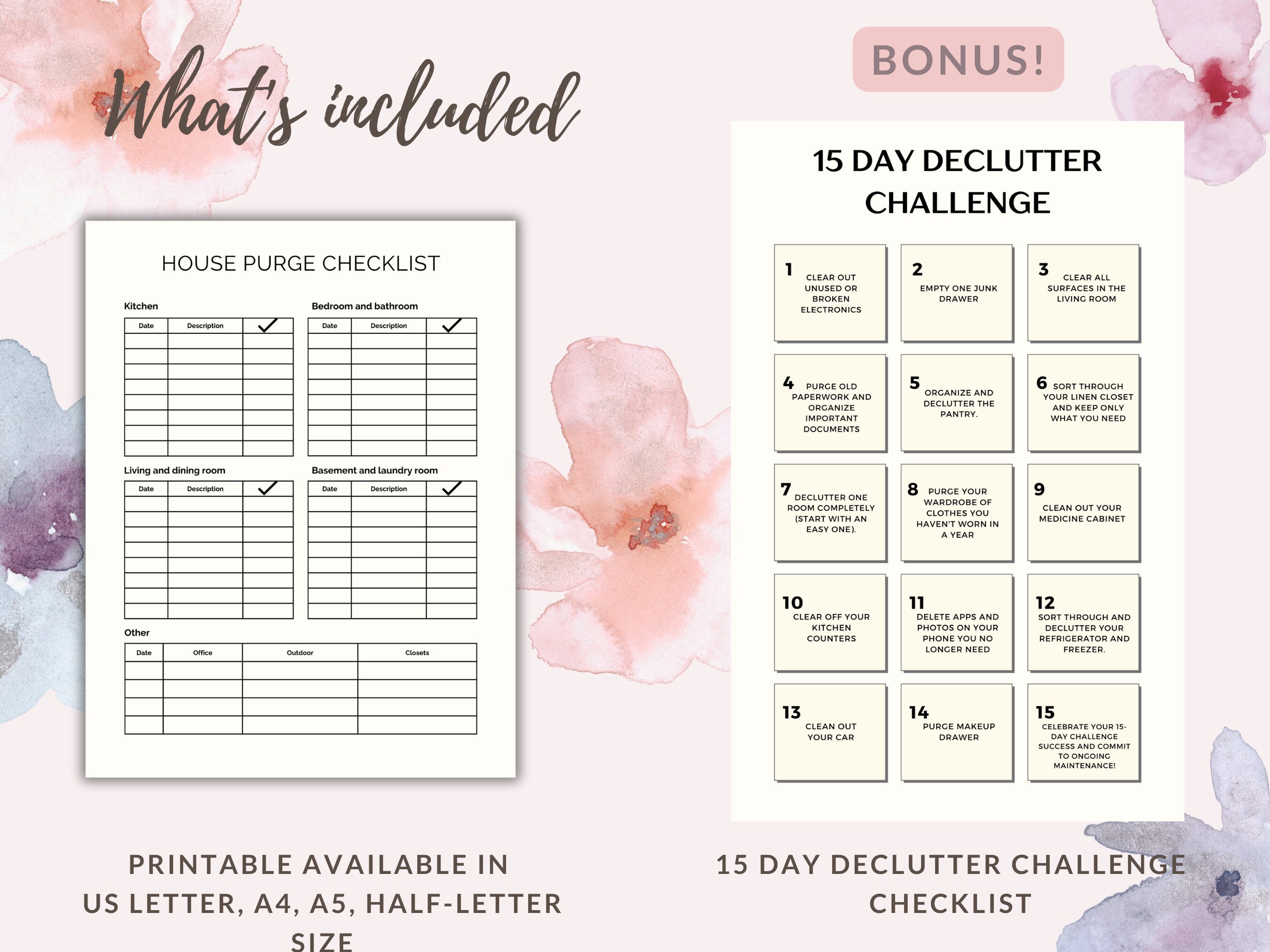 House Purge Checklist, House Declutter Checklist, Declutter Organizer ...