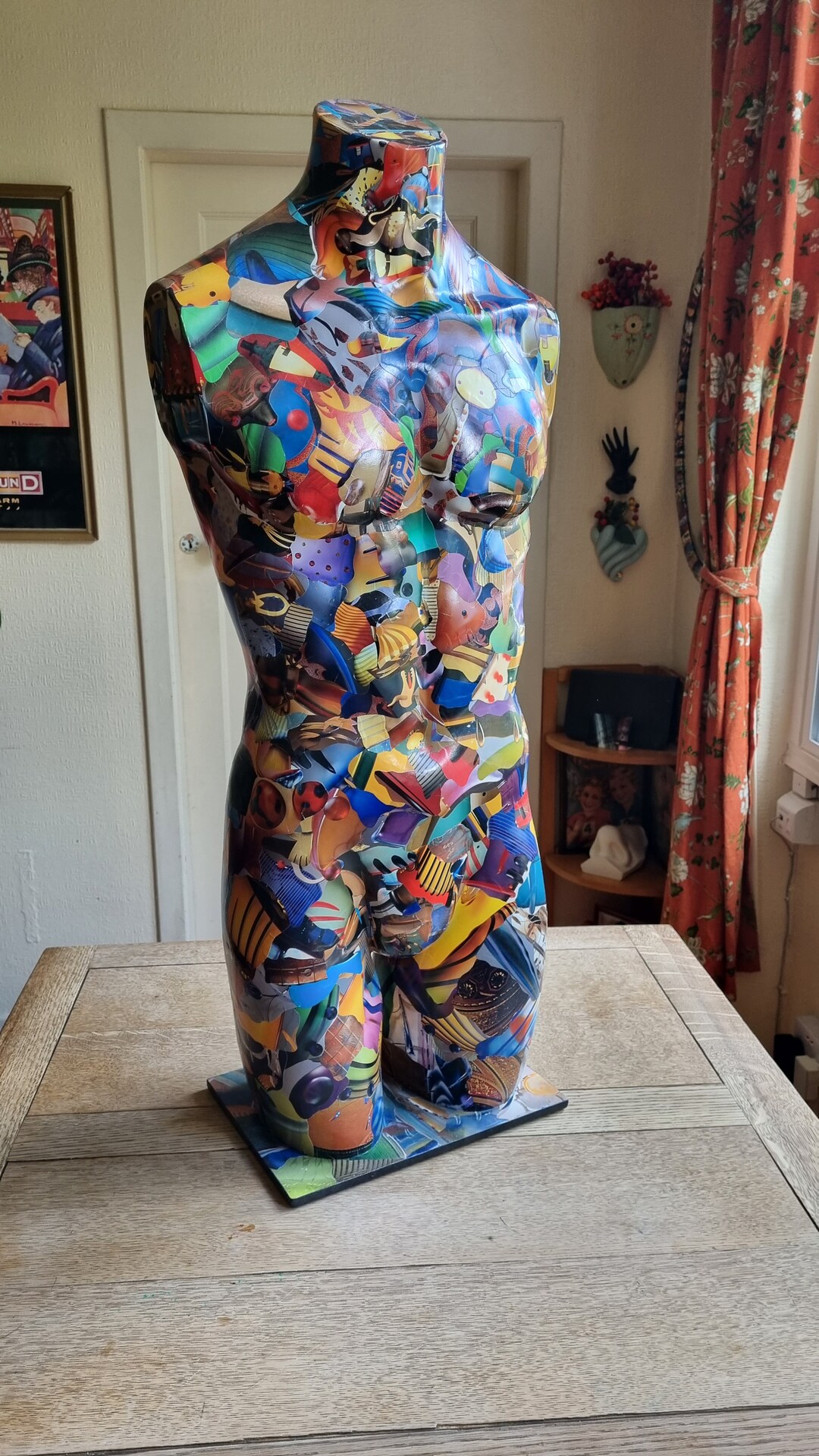 Life Sized, Fiberglass Mannequin Torso Collaged, Painted, Varnished and ...