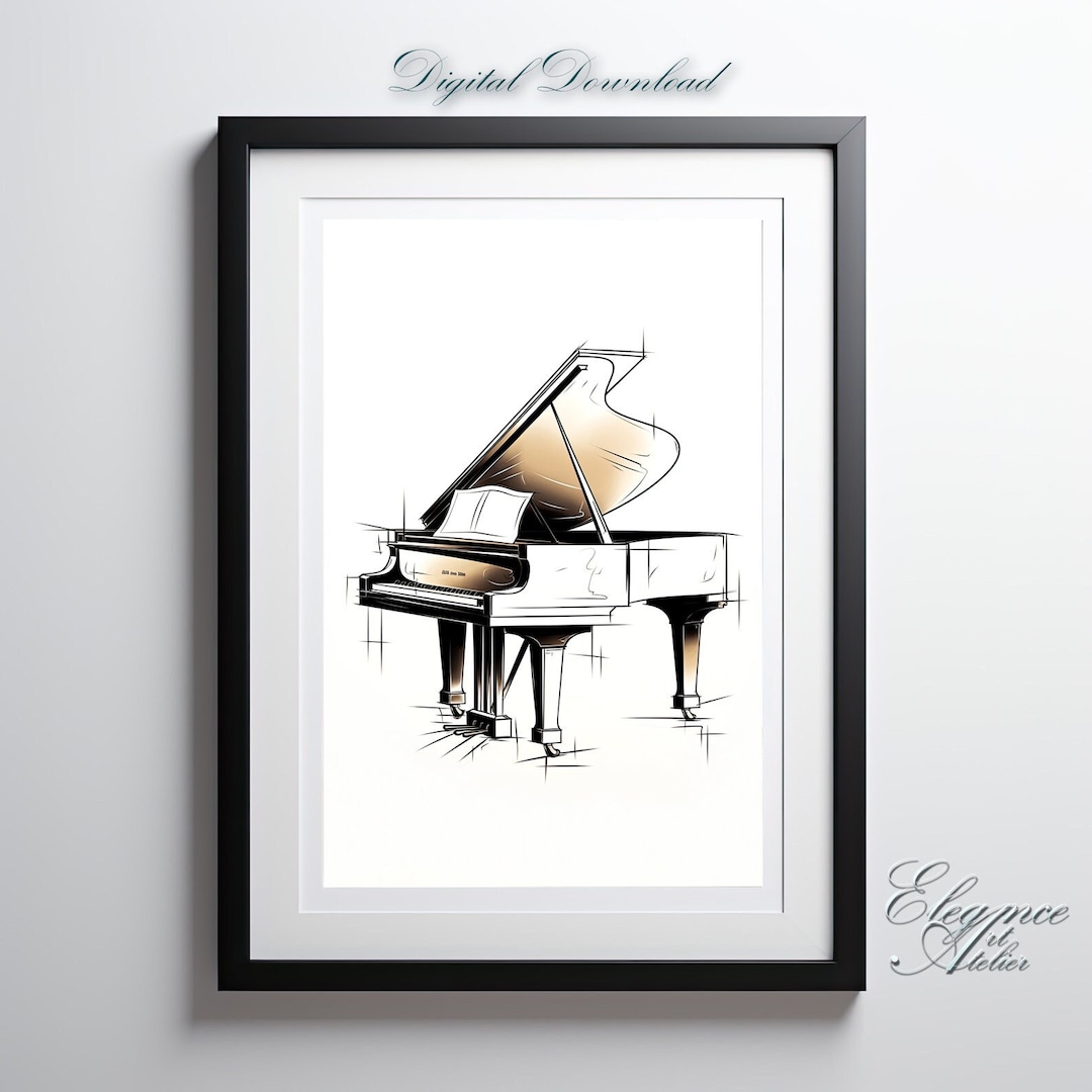 Grand Piano Piano Music Wall Art Poster Abstract Line Art - Etsy