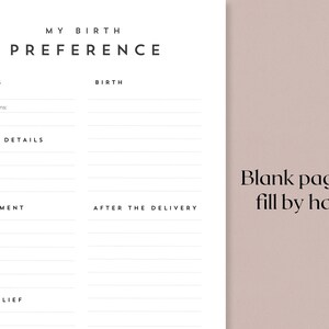 Birth Plan Template | Birth Preferences | Editable Plan Template ...