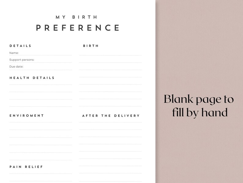 Birth Plan Template | Birth Preferences | Editable Plan Template ...