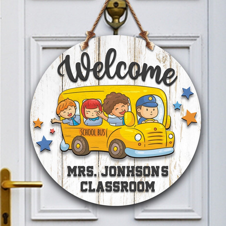 Personalized Teacher Door Hanger, Custom Teacher Name Sign, Back to ...