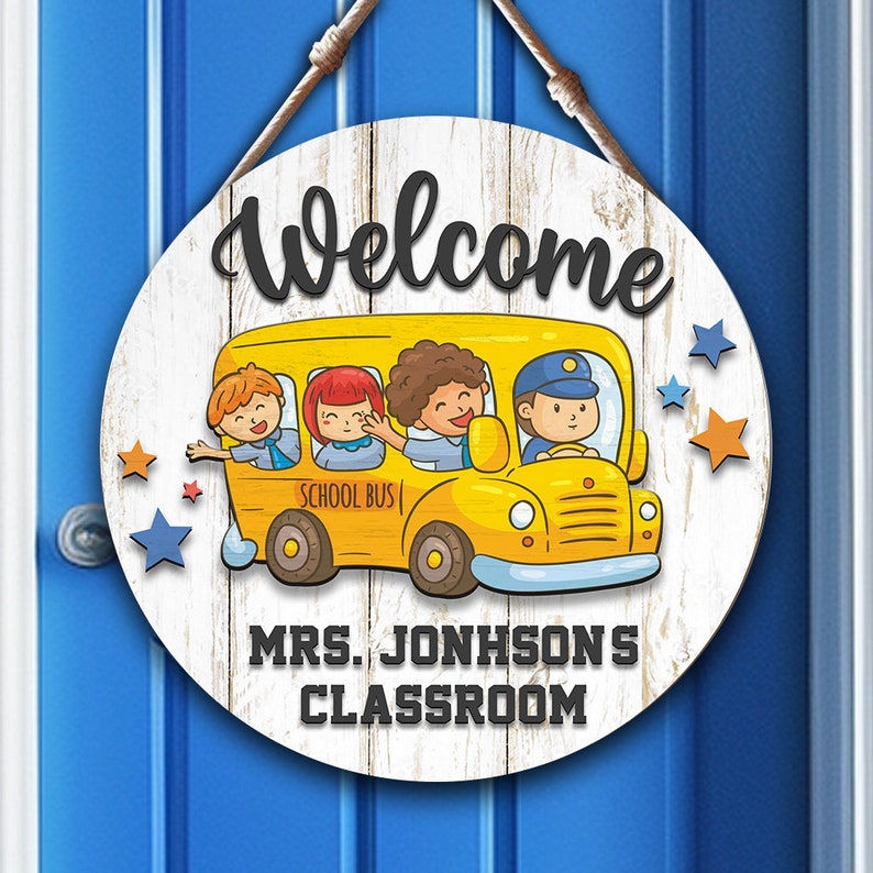 Personalized Teacher Door Hanger, Custom Teacher Name Sign, Back to ...
