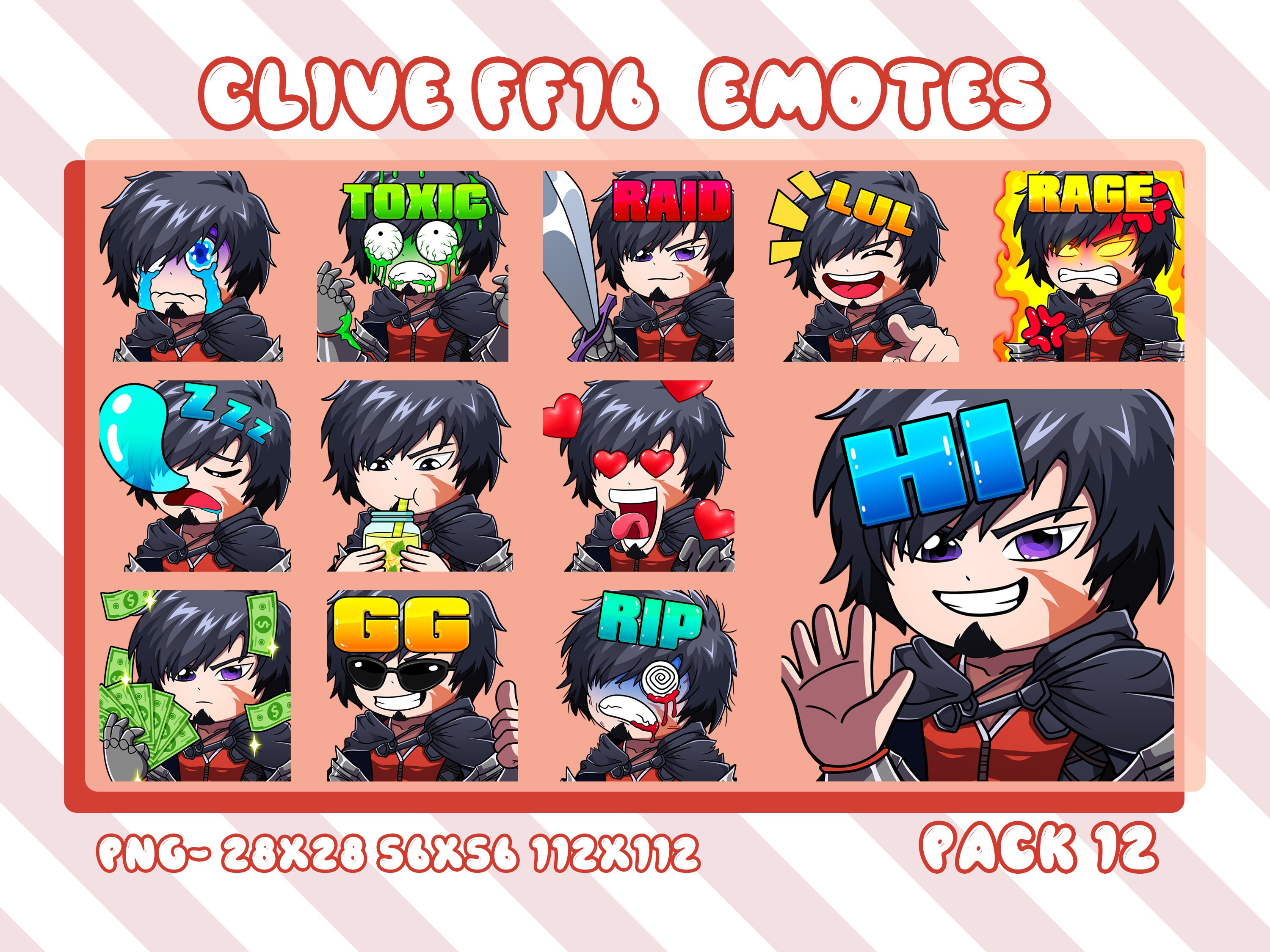 Final Fantasy 16 Clive Rosfield Twitch Static Emotes Pack, Twitch Clive ...