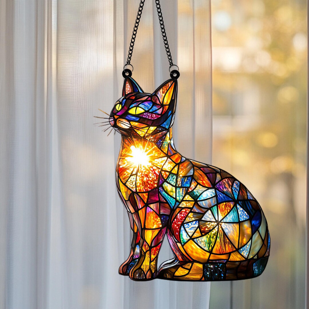 Galaxy Cat ACRYLIC Window Hanging Ornament, Black Cat and Moon Cat ...