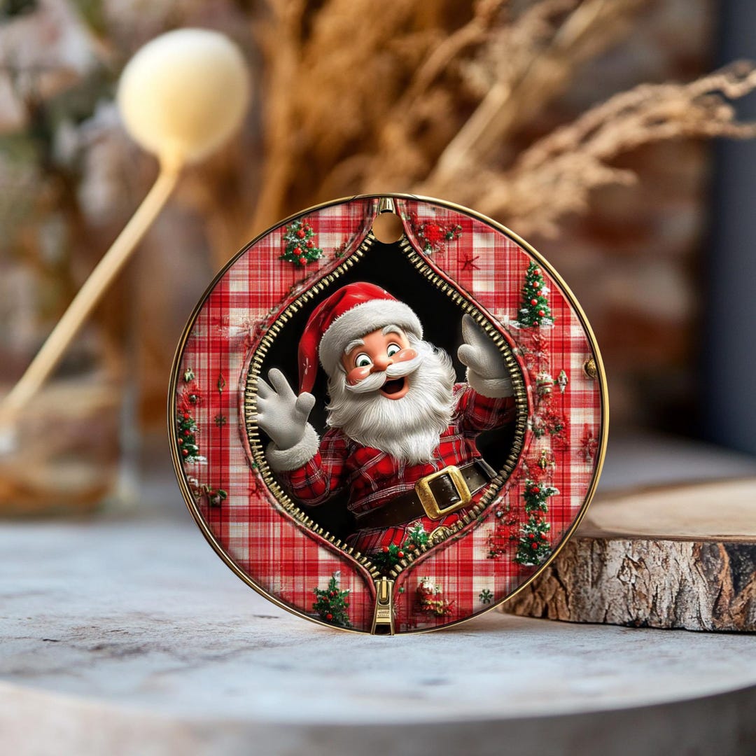 2D Christmas Santa Claus Ornament, Santa Claus Break Through Ornament ...