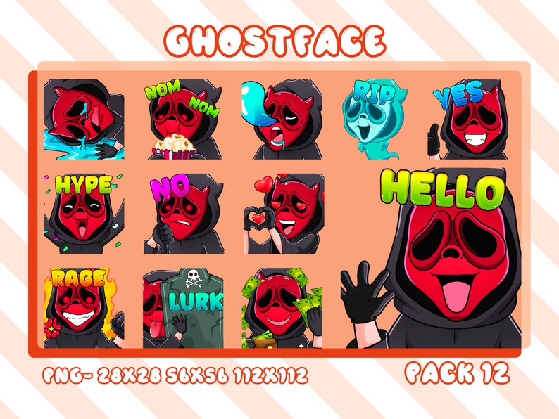 12x Ghostface Twitch Static Emotes Pack, Twitch Red Ghostface Emotes ...