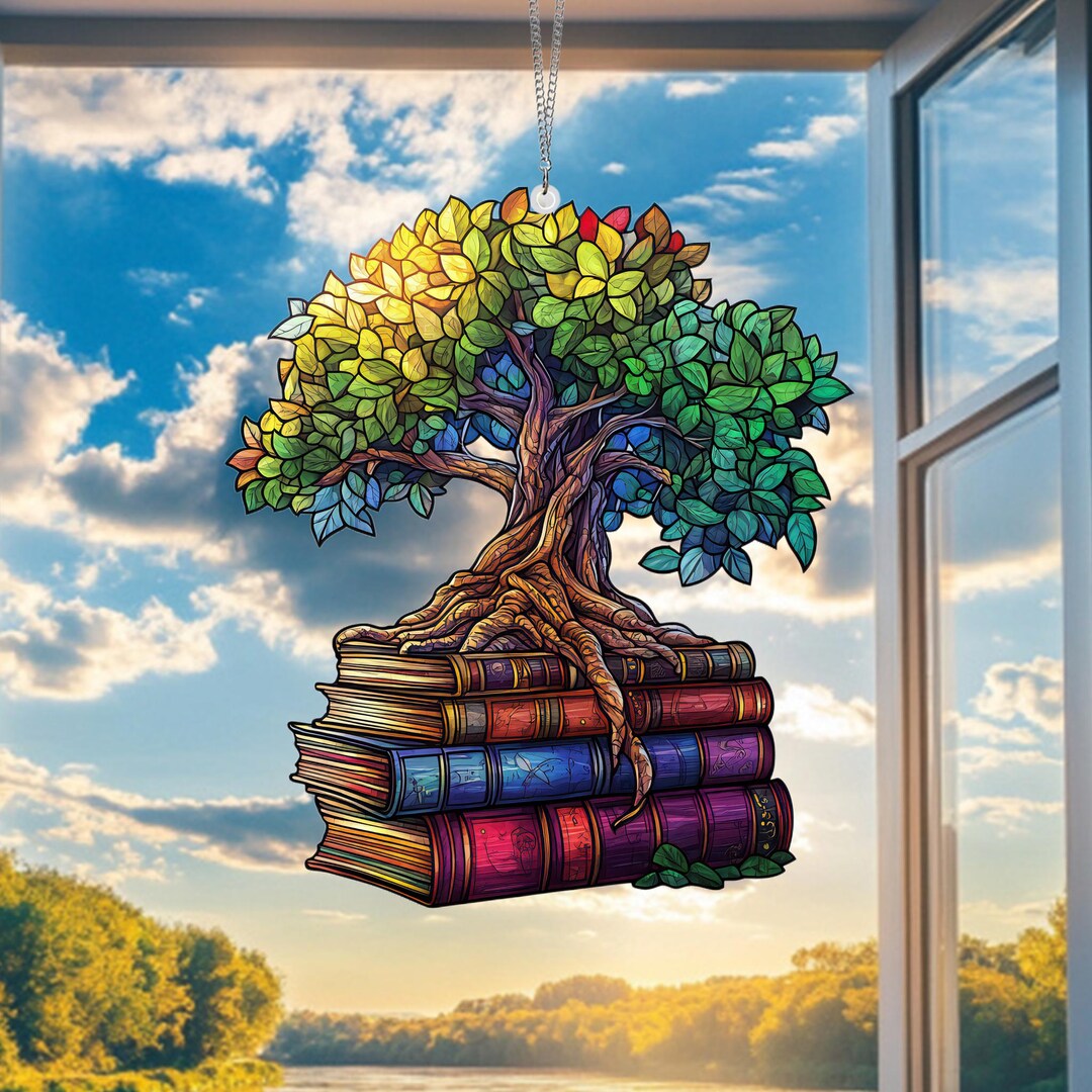 Tree of Knowledge Acrylic Window Hanging: Book Lover Decor - Etsy