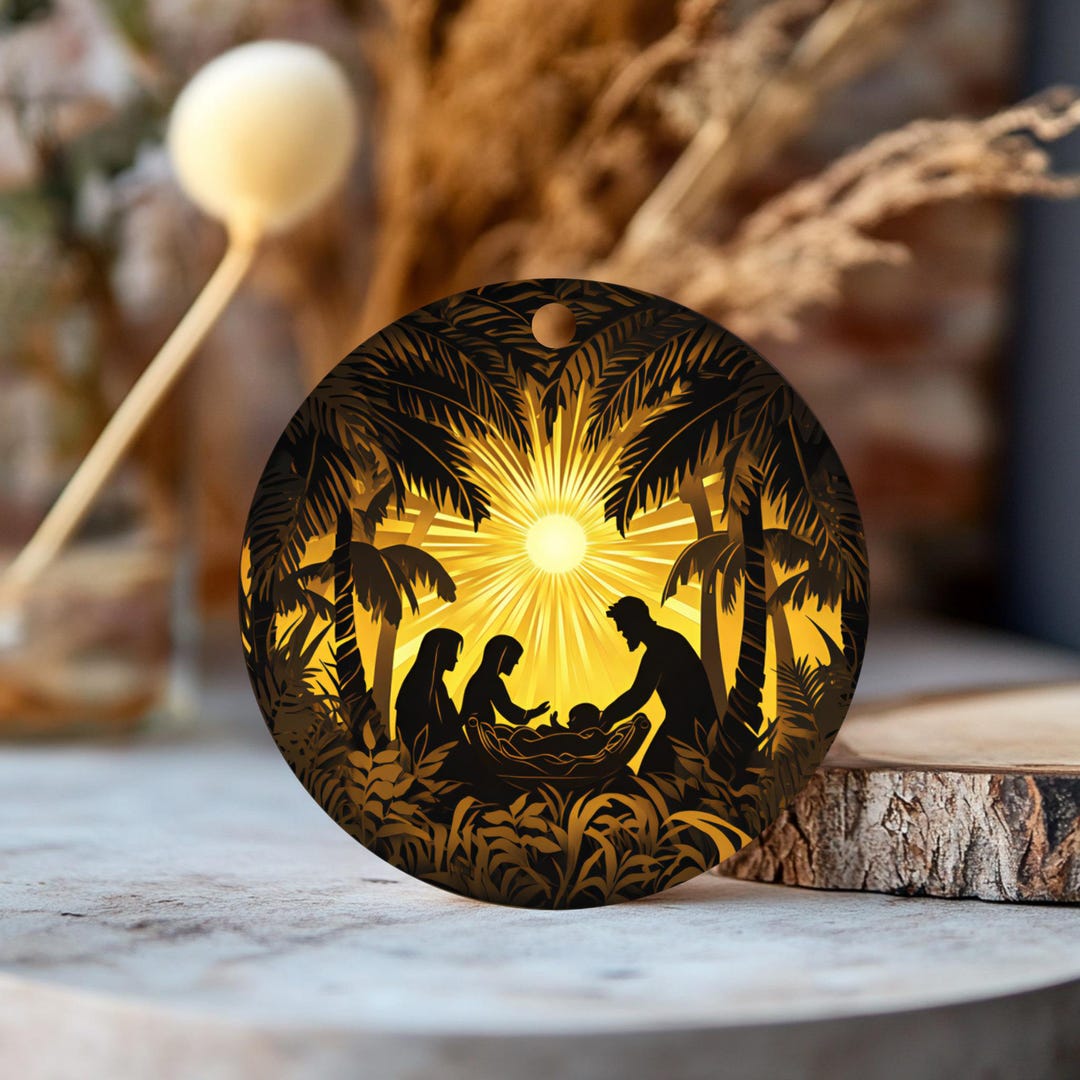 2D Nativity Scene Religious Ornament, Jesus Birth Ornament Holy Family ...