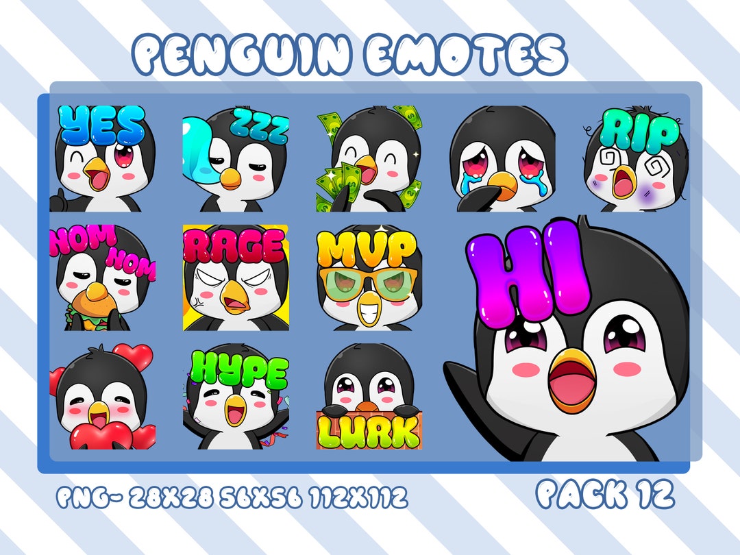 Penguin Twitch Static Emotes, 12 Twitch Emotes Pack for Streamer ...