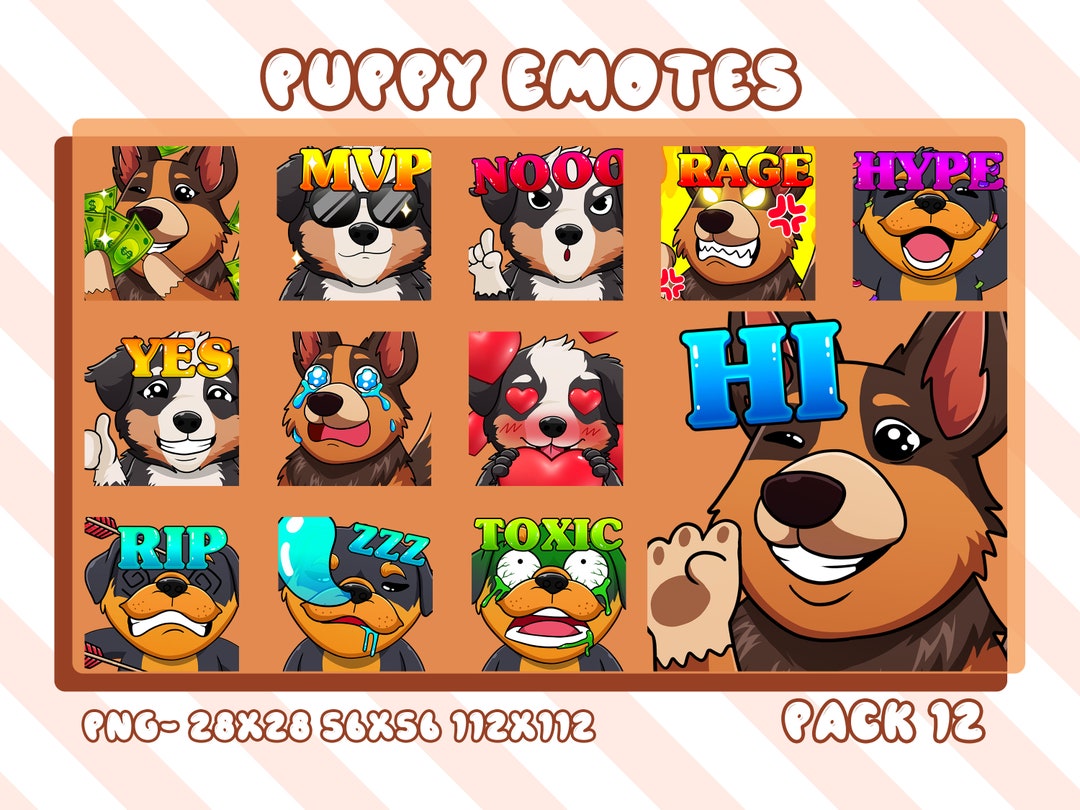 12x Puppy Twitch Static Emotes Pack, Twitch Dog Emotes Pack for ...