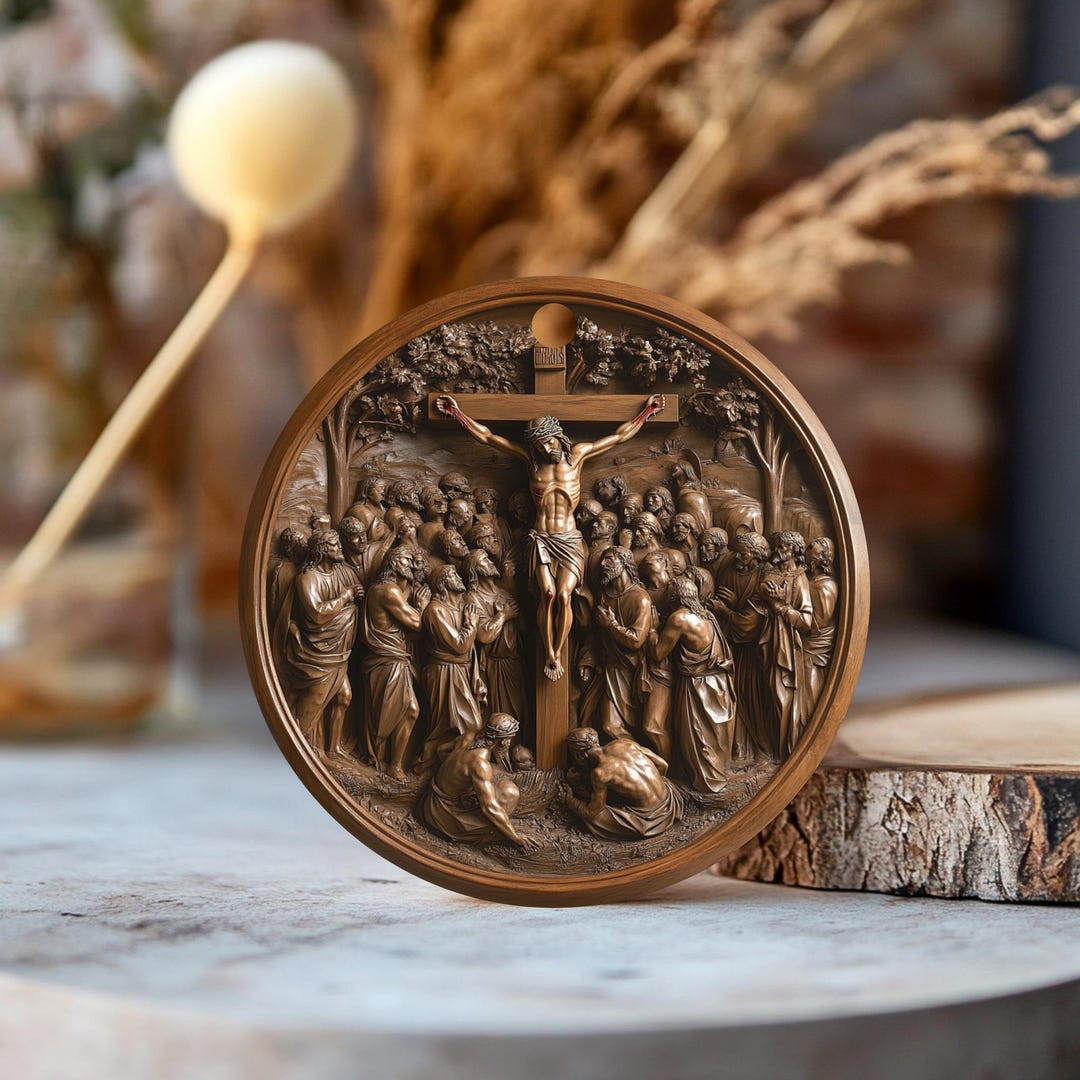 2D Jesus Crucifixion Wall Art Ceramic Ornament, Religious Printed ...
