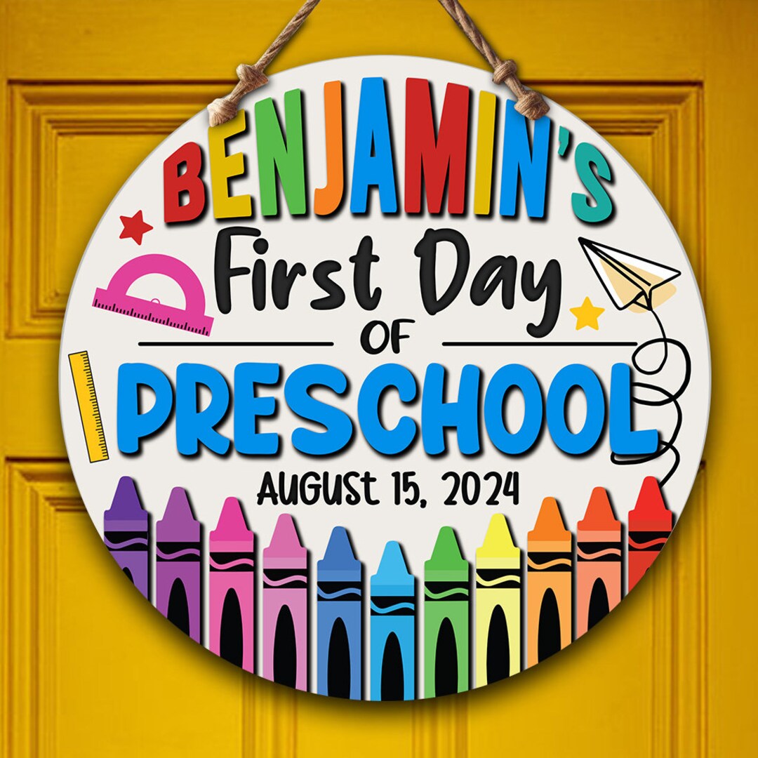 Personalized First Day of Preschool Sign, Back to School Sign ...