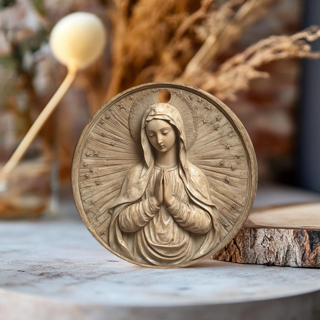 Virgin Mary Printed Ceramic Ornament, Religious Christmas Gift - Etsy