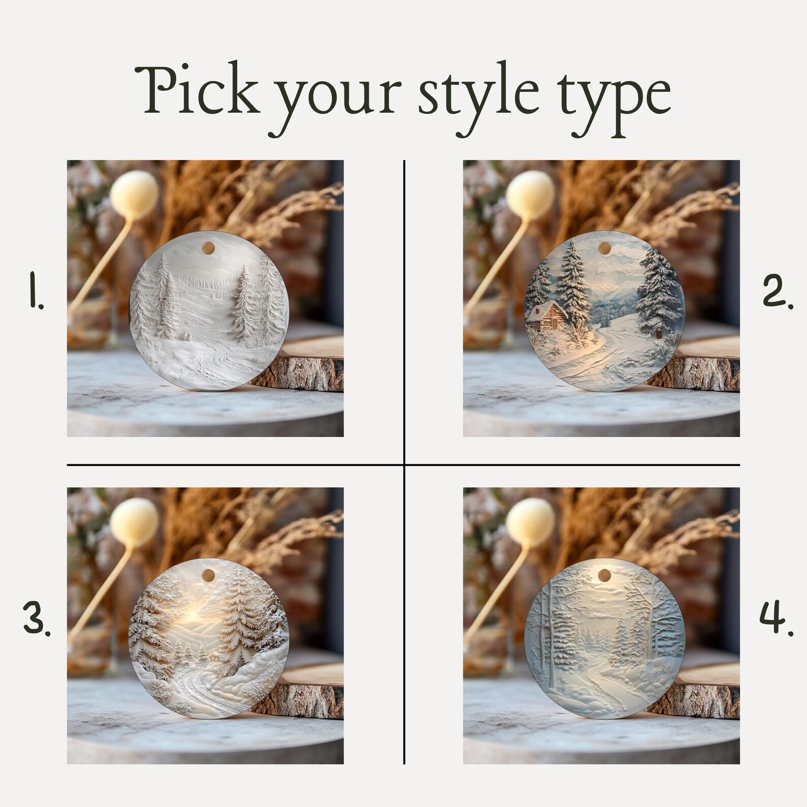 Snowy Mountain Path Ceramic Ornament: Winter Forest Sunrise - Etsy