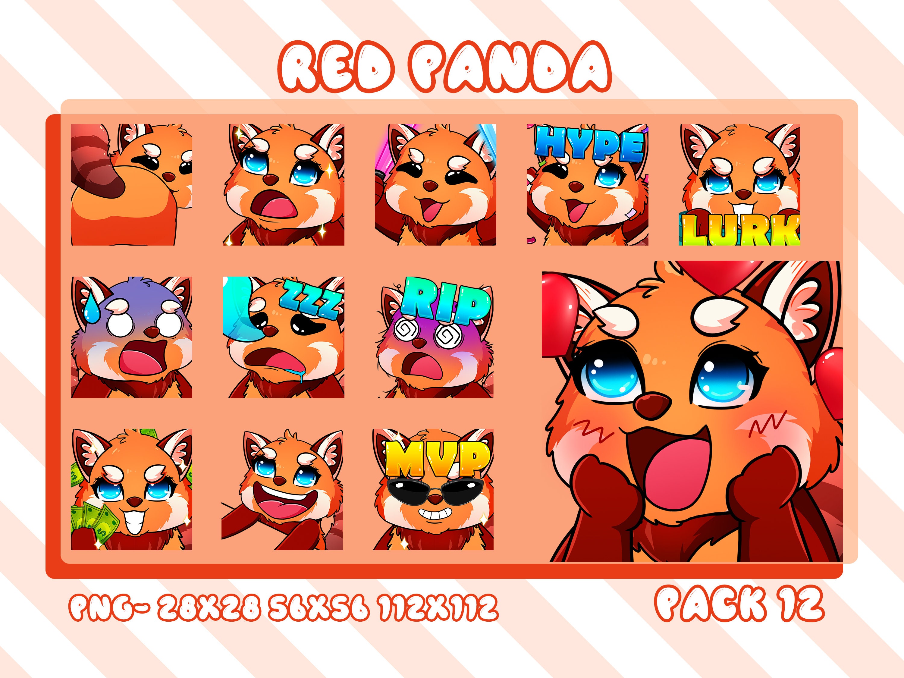 12x Red Panda Twitch Static Emotes Pack Twitch Red Panda - Etsy