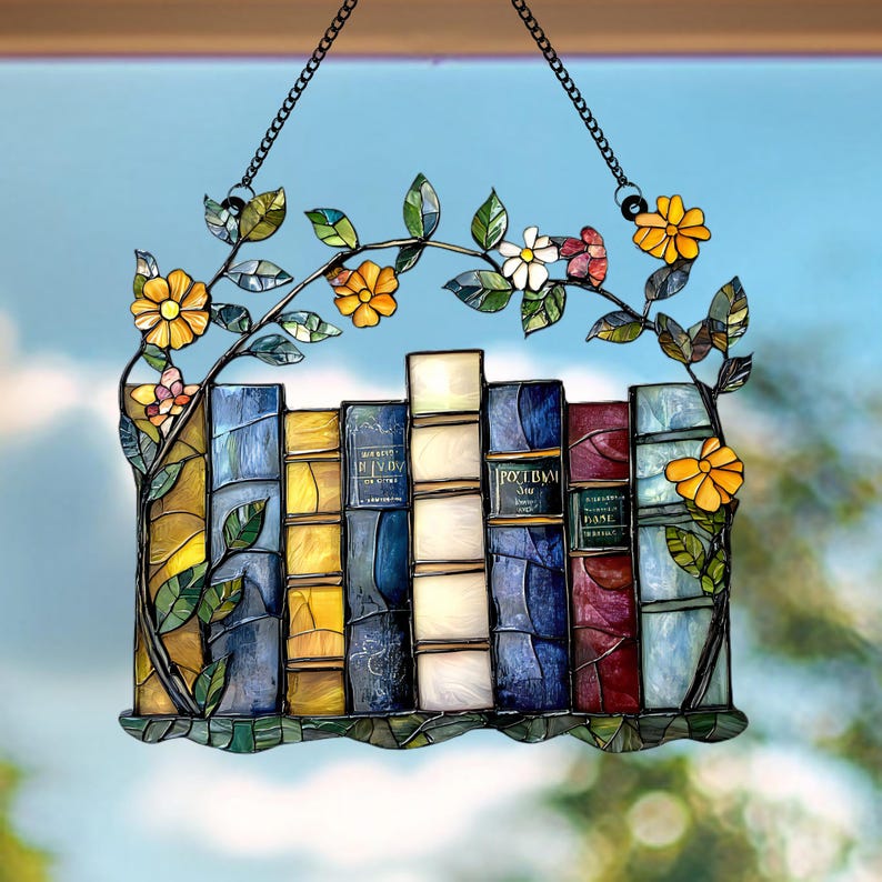 Flower Book Acrylic Window Hanging: Librarian Gift, Book Lover Decor - Etsy