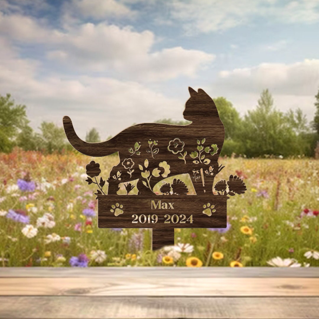 Personalized Wooden Cat Memorial Stake,custom Cat Memorial Stake,cat ...