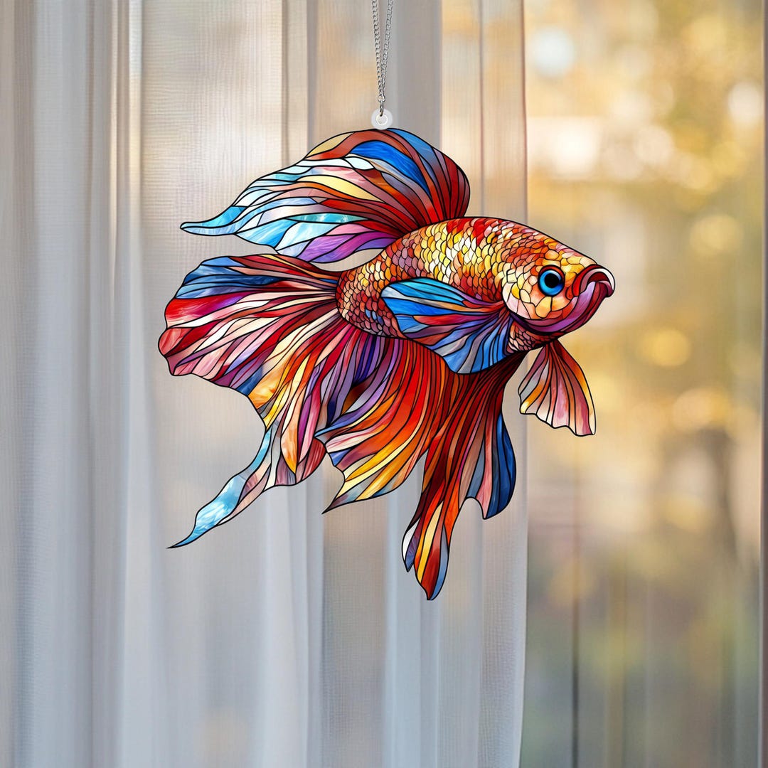 Betta Fish ACRYLIC Window Hanging, Betta Fish Home Decor, Betta Fish ...