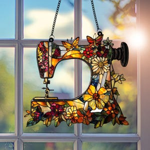 Wildflower Sewing Machine Acrylic Window Hanging: Sewing Room Decor - Etsy