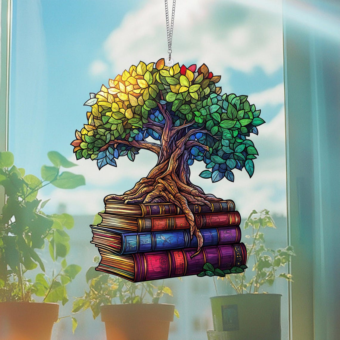 Tree of Knowledge Acrylic Window Hanging: Book Lover Decor - Etsy