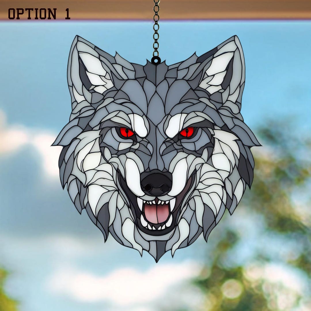 Wolf ACRYLIC Window Hanging, Wolf Ornament, Wolf Window Decor, Wolf ...