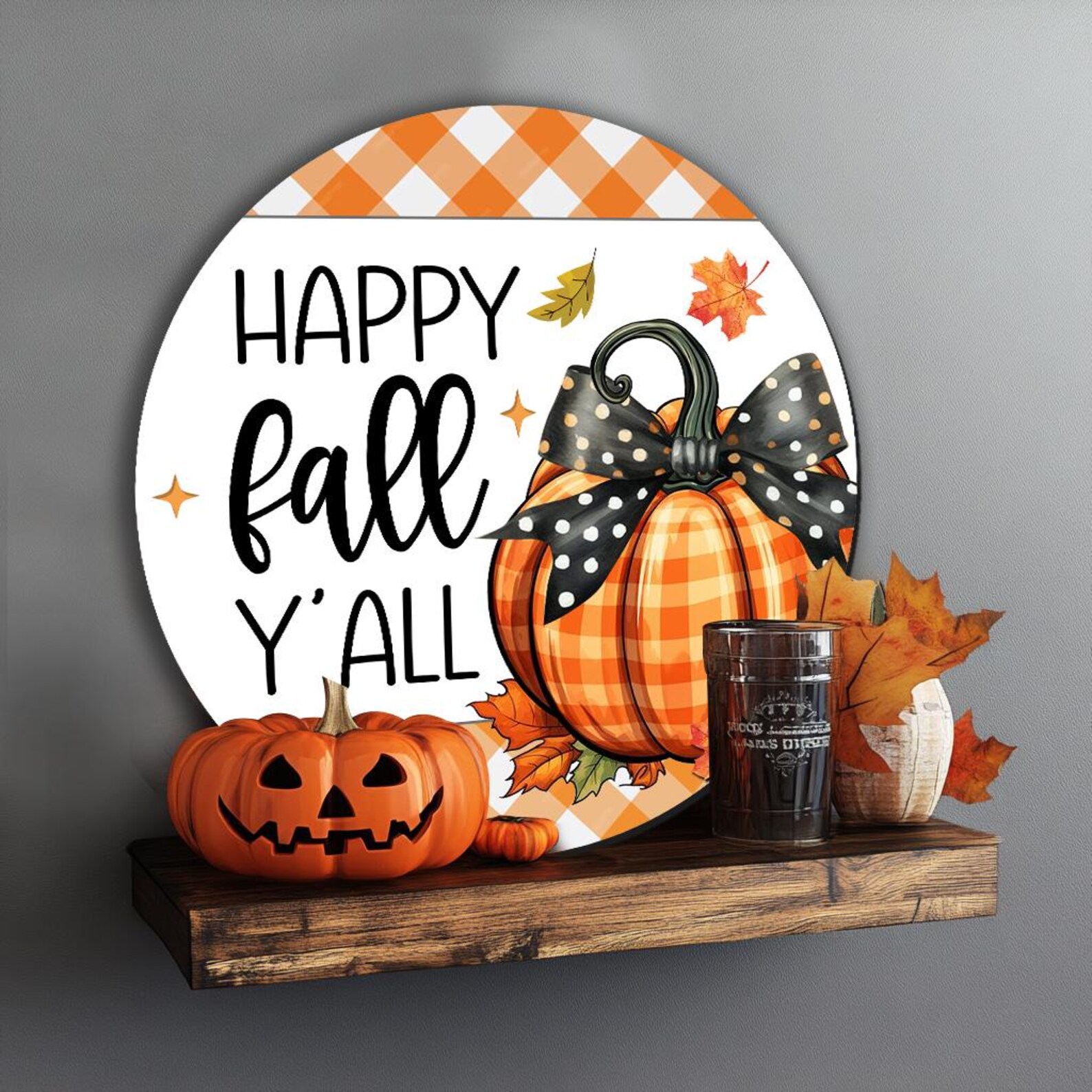 Happy Fall Y'all Door Hanger, Fall Front Door Decor, Pumpkin Door ...
