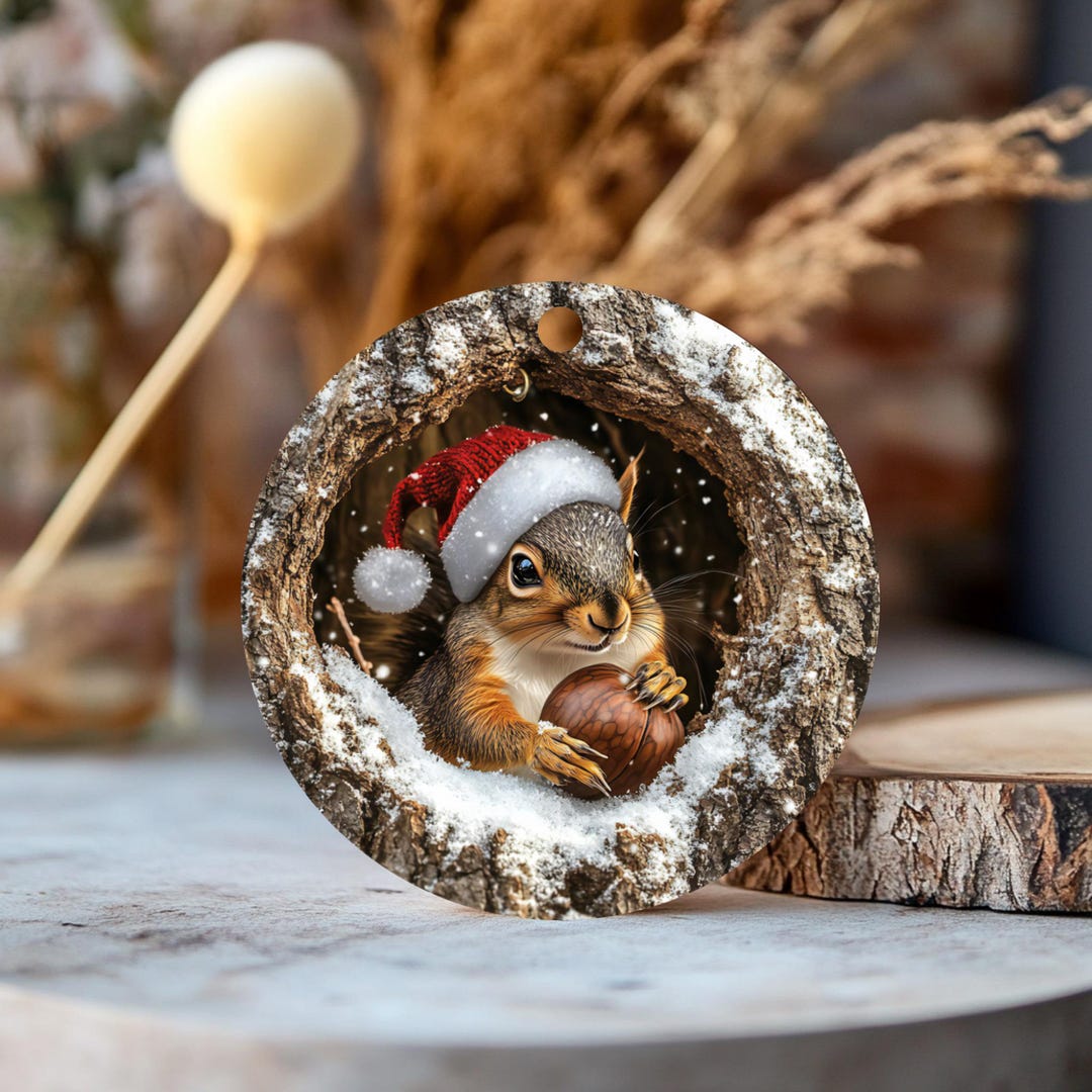 2D Flat Squirrel Christmas Ornament, Holiday Gift for Squirrel Lover ...