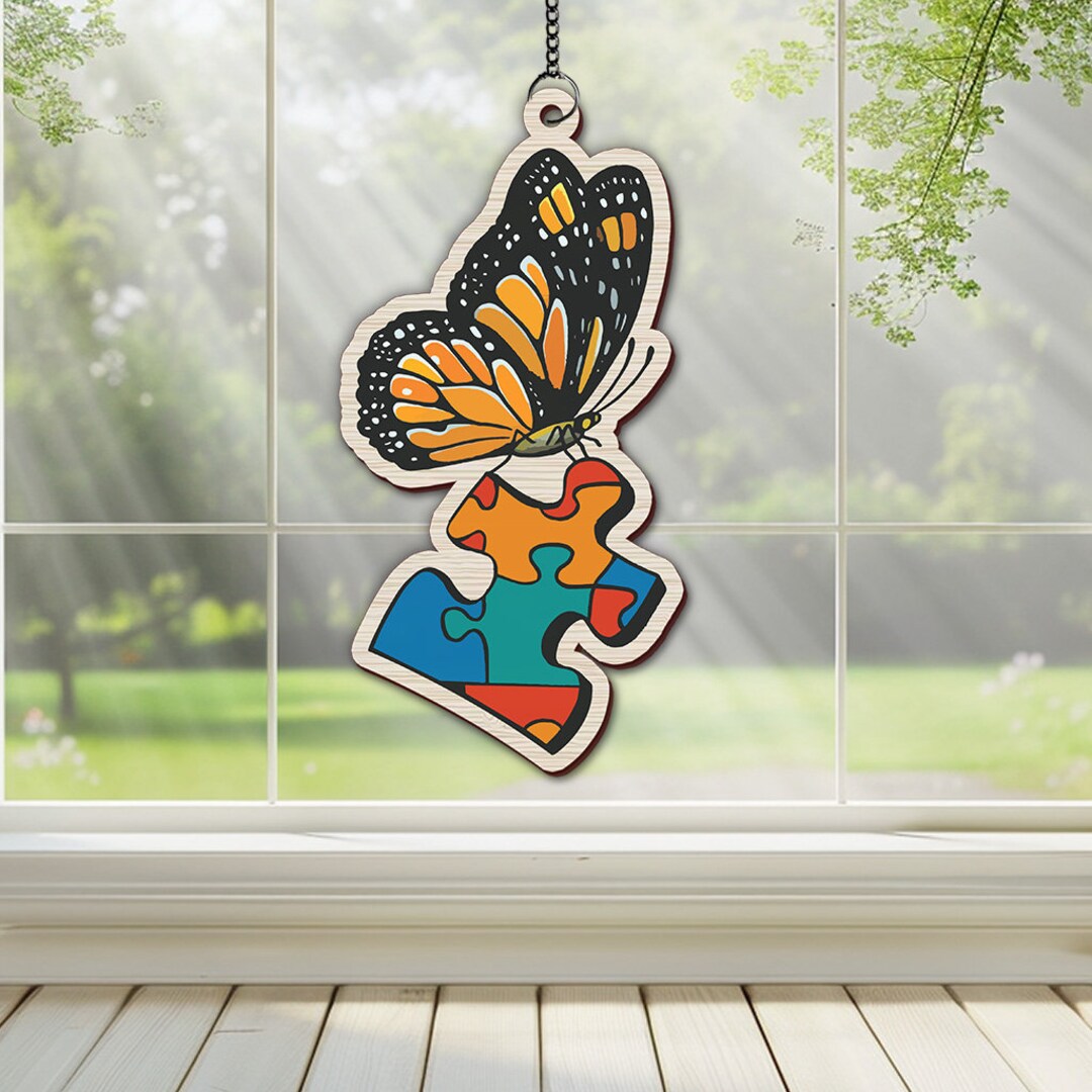 Autism Awareness Butterfly Puzzle Window Hanging: Special Education ...