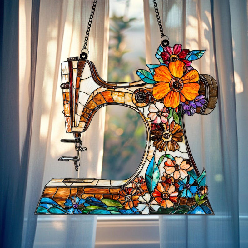 Wildflower Sewing Machine Acrylic Window Hanging: Sewing Room Decor - Etsy