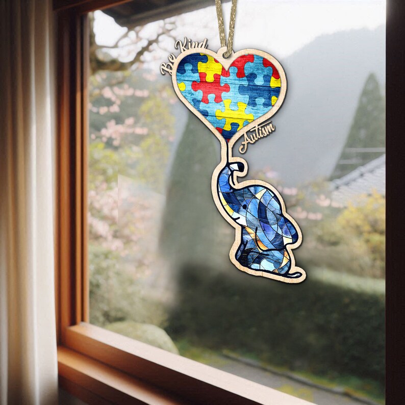 Be Kind Autism Elephant Window Hangings,special Education Gift,autism ...