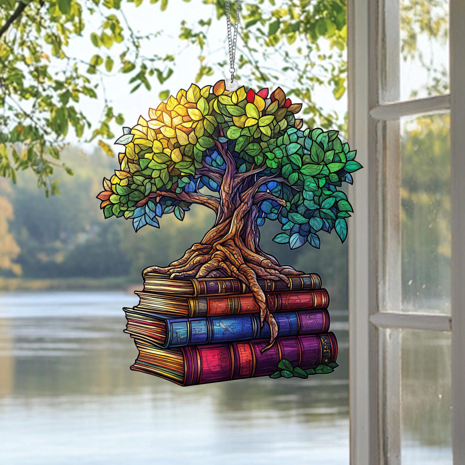 Tree of Knowledge Acrylic Window Hanging: Book Lover Decor - Etsy