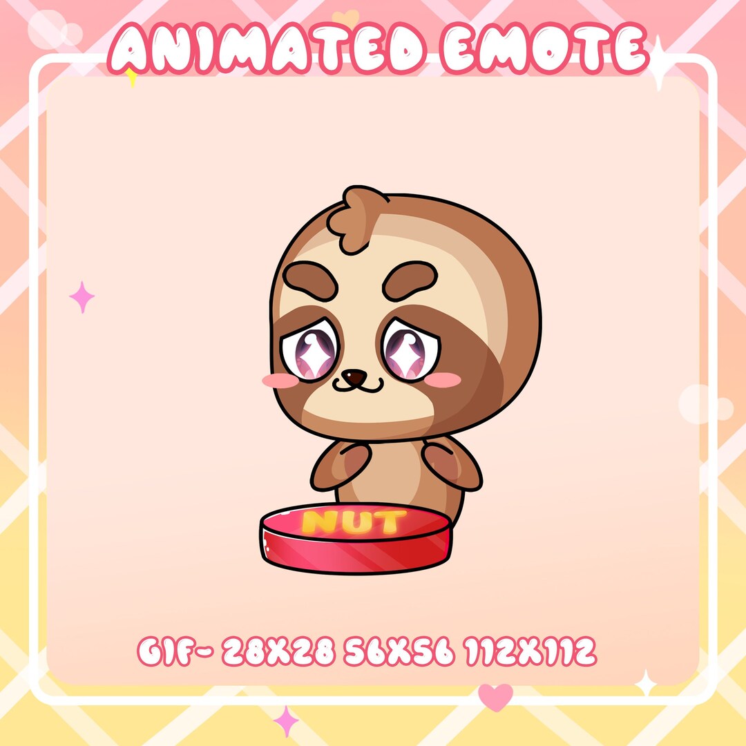 Cute Nut Sloth Animated Twitch Emote Animated Nut Sloth - Etsy